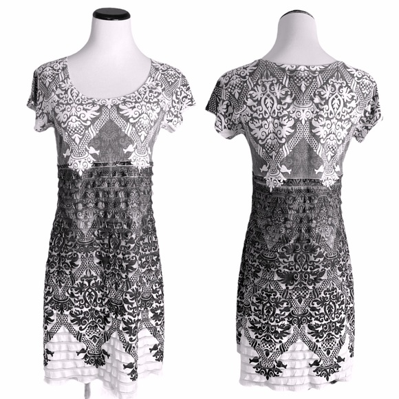 Cubism | Dresses | Cubism Tiered Short Sleeve Dress Medium | Poshmark